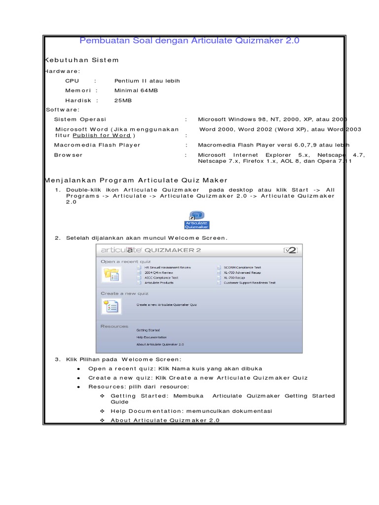 Pembuatan Kuis dengan Articulate Quizmaker | PDF | Karier & Perkembangan | Komputer