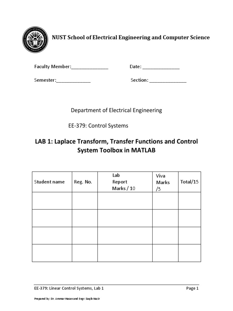 Control Systems Lab 01 | PDF