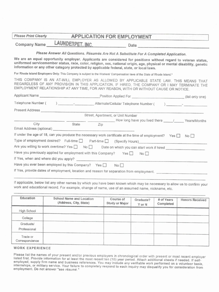 Application For Employment - Paychex Form - 112016 | PDF