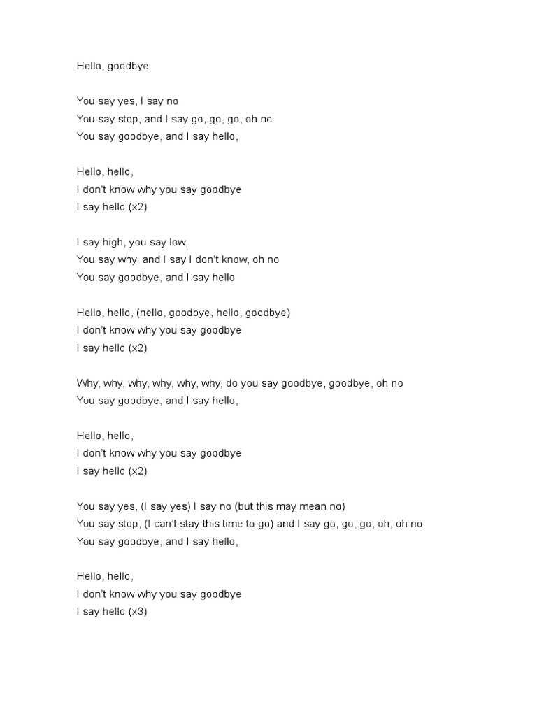 Hello and Goodbye Activity Worksheet | PDF
