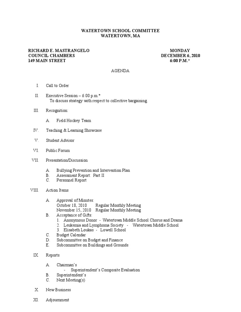 Agenda 12 6 10 | PDF | Science & Mathematics