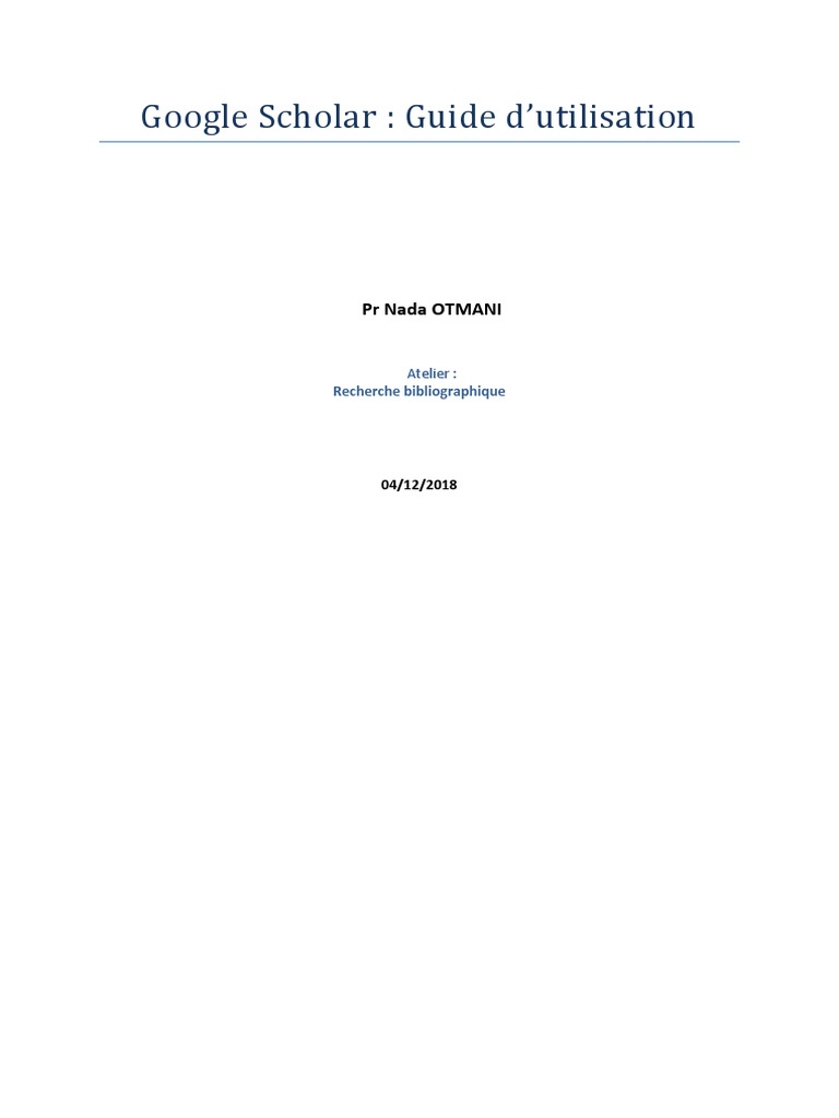 Guide d'utilisation de Google Scholar | PDF