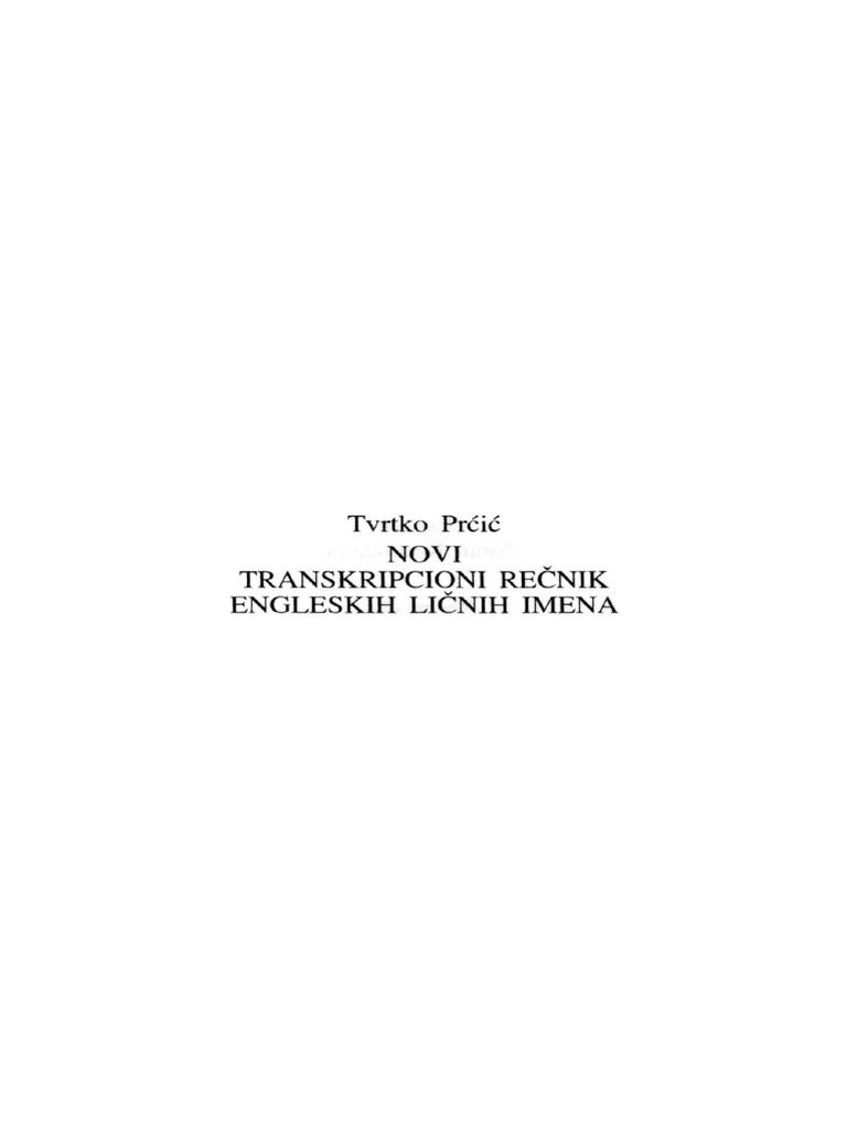 Transkripcioni Recnik PDF | PDF