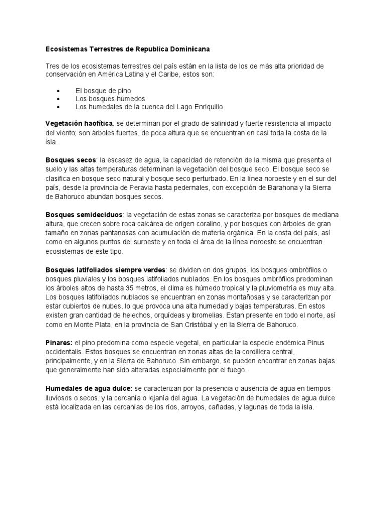 Ecosistemas Terrestres en RD | PDF | Adn | Los bosques