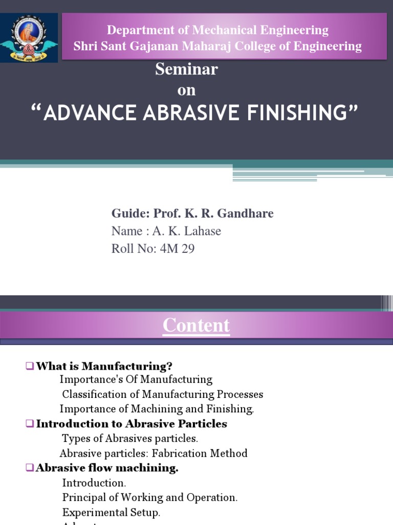 Introduction To Abrasive Surface Finishing | PDF