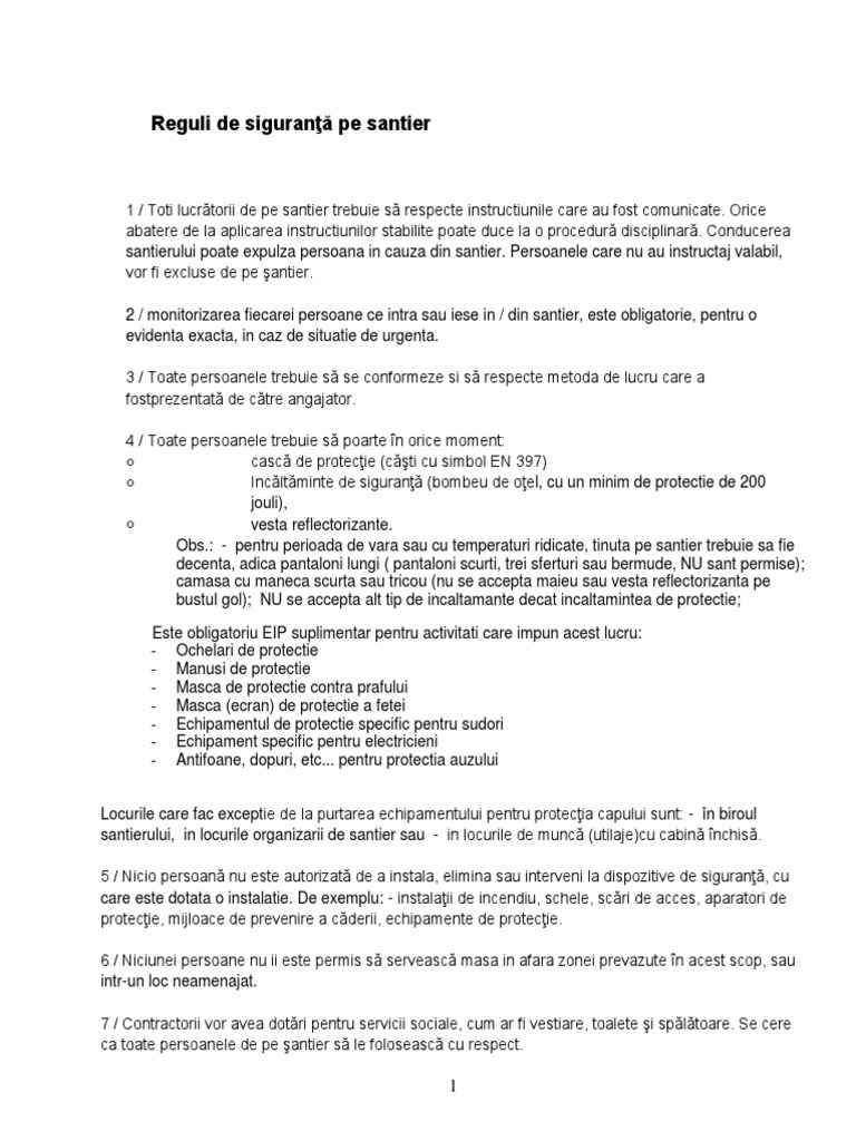 Anexa 7 - Reguli de Siguranta | PDF