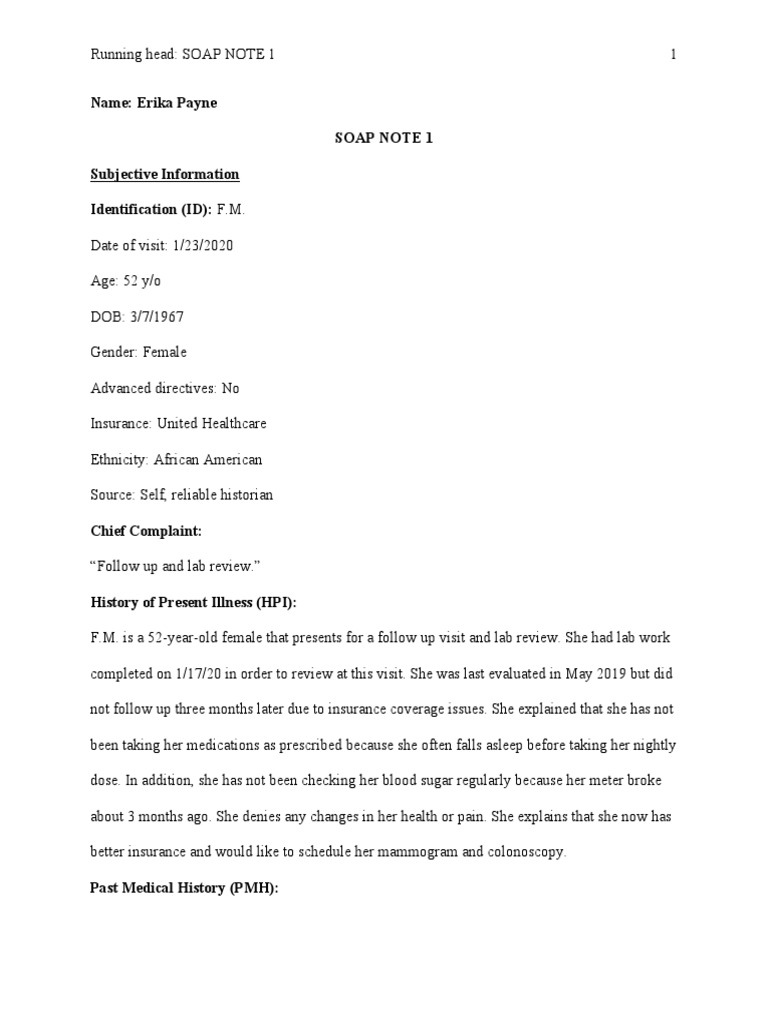 Hyperlipidemia Follow-Up SOAP Note | PDF | Self-Improvement