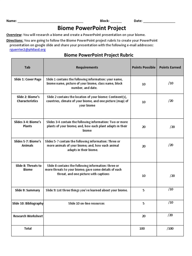 Biomes Powerpoint Project PLP | PDF | Wellness