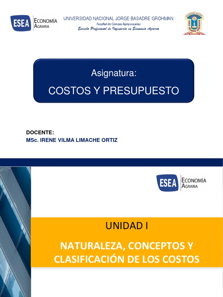 Unidad 01 - Naturaleza, Conceptos y Clasificación de Los Costos | PDF