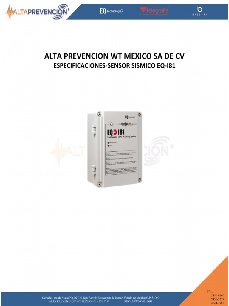 ESPECIFICACIONES Y CARACTERISTICAS-SENSOR SISMICO EQ-i81-N | PDF