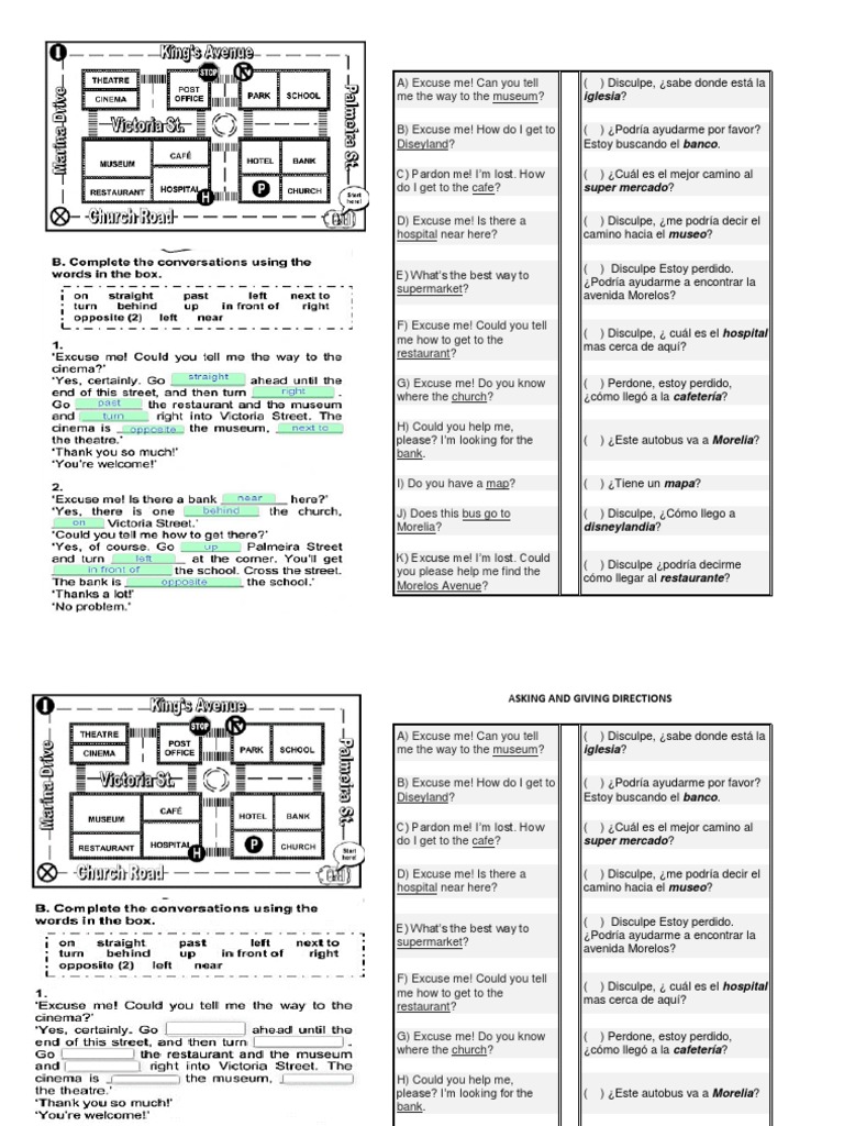 Asking and Giving Directions Worksheet | PDF