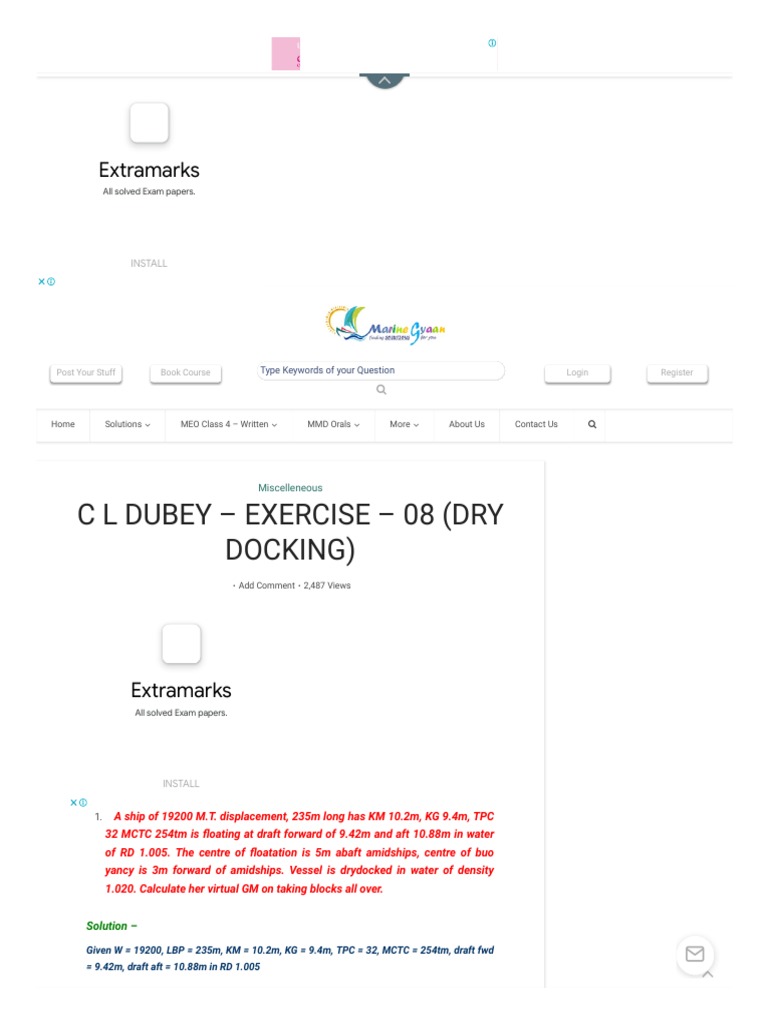 C L Dubey - Exercise - 08 (Dry Docking) | PDF