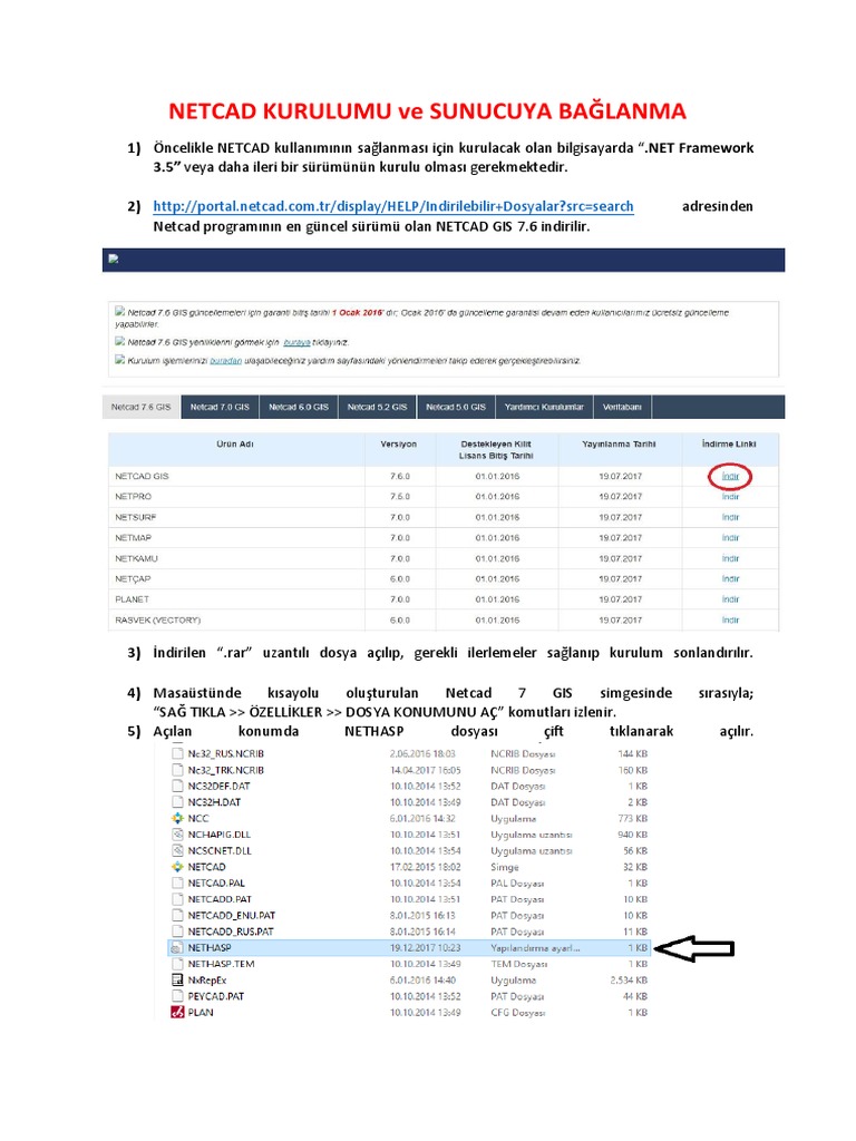 Netcad 7.6 GIS Kurulum Rehberi | PDF