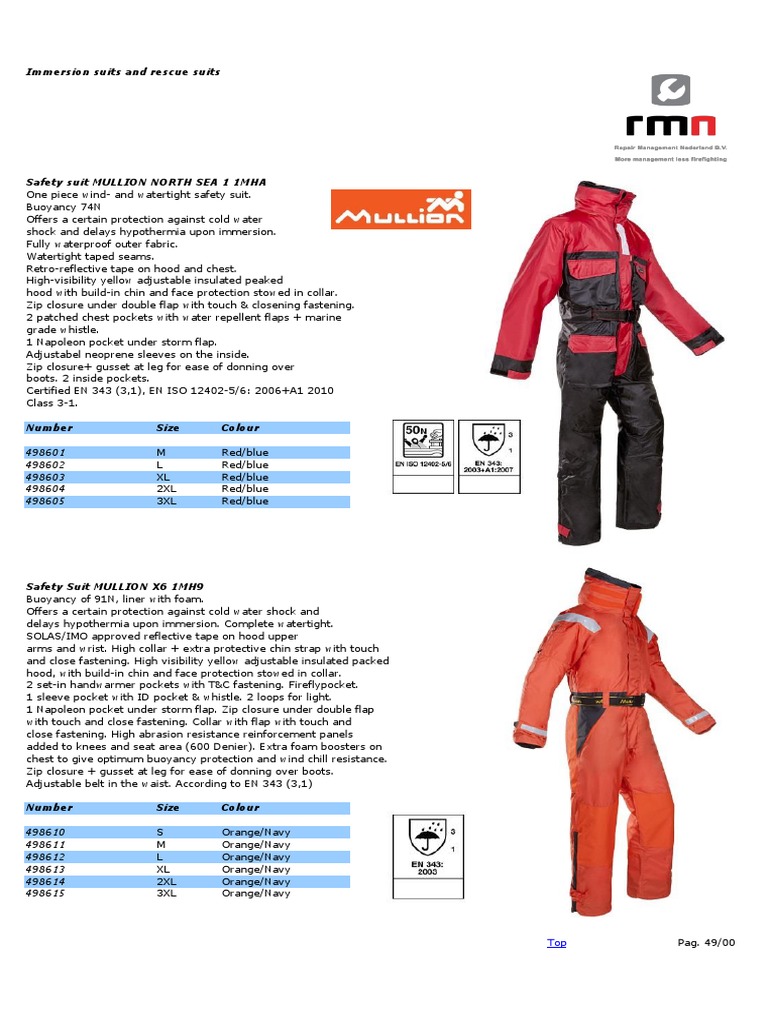Immersion Suits Safety Suits PDF | PDF