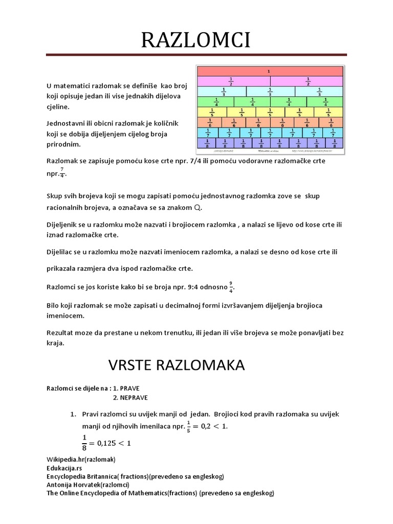 Razlomci | PDF