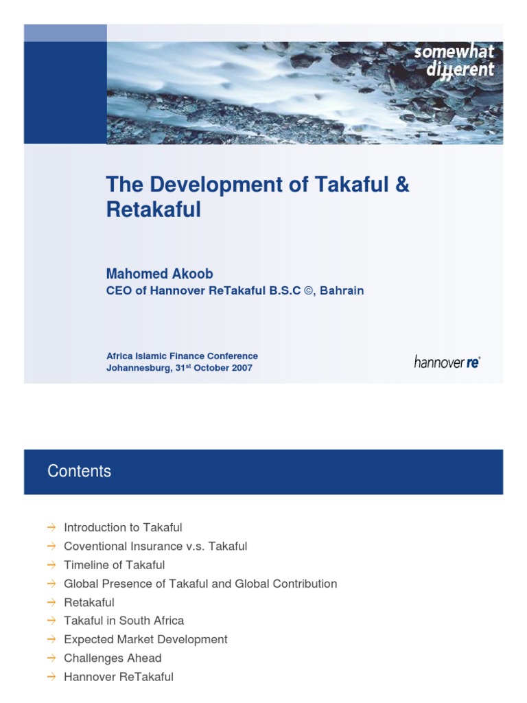 Development of Takaful and Retakaful by Mahomad Akoob | PDF