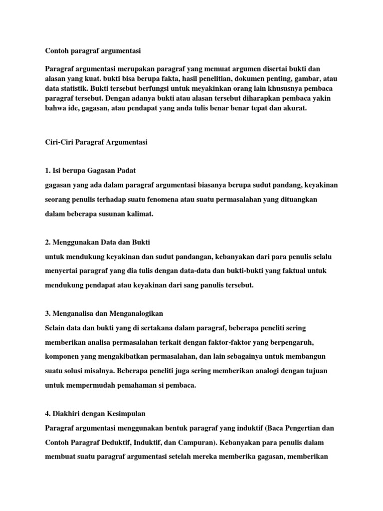 Contoh Paragraf Argumentasi | PDF