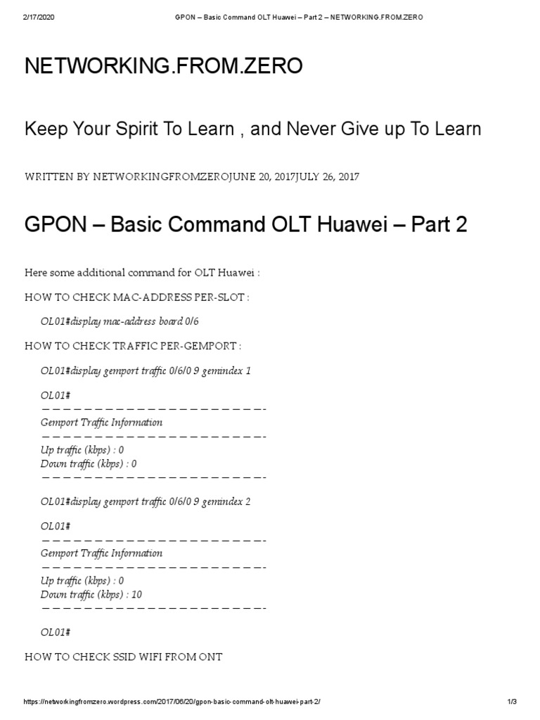 Huawei OLT Command Guide: Part 2 | PDF