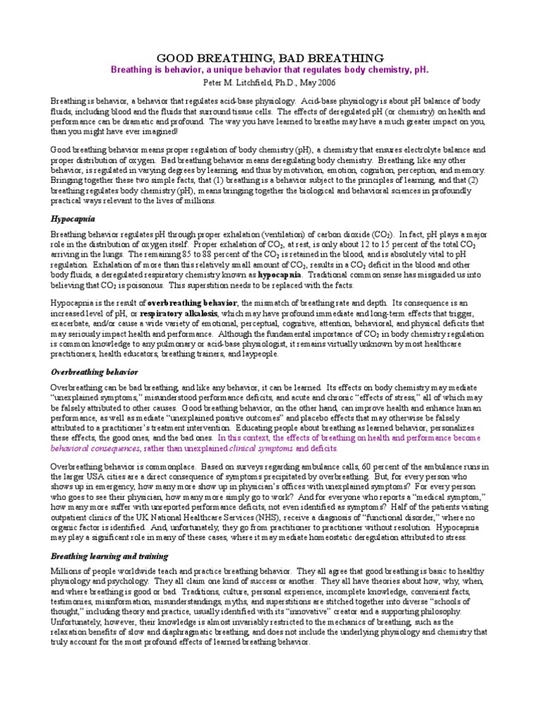 Good Breathing Bad Breathing | PDF | Blood | Carbon Dioxide