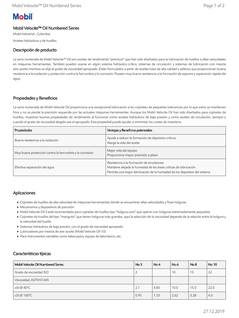 GL XX Mobil Velocite Oil No Series | PDF