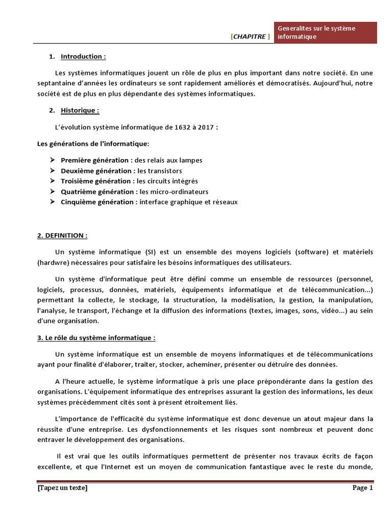 Généralités sur le système informatique | PDF