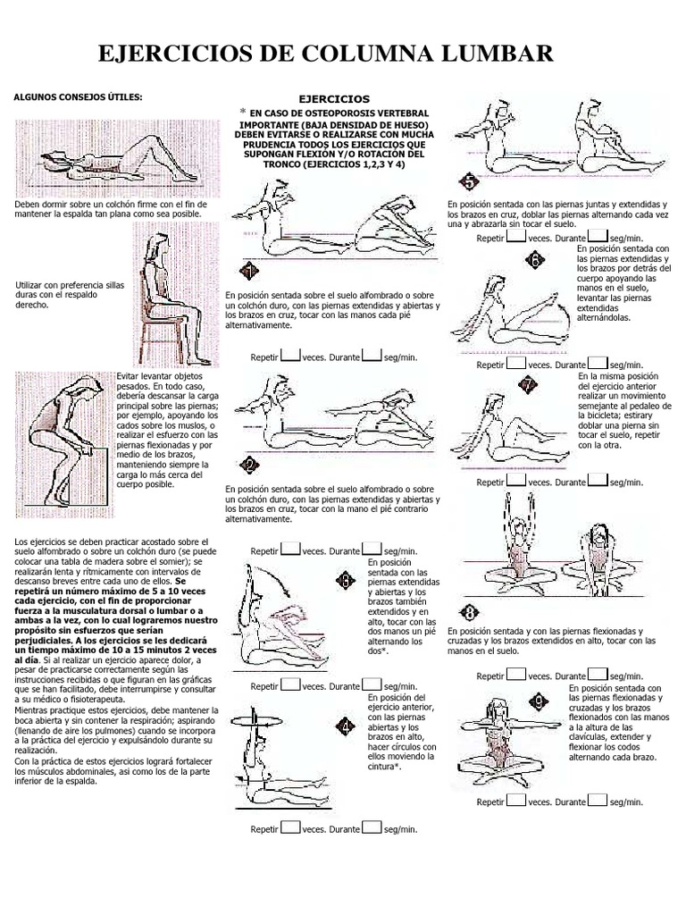 Ejercicios de Columna Lumbar | PDF