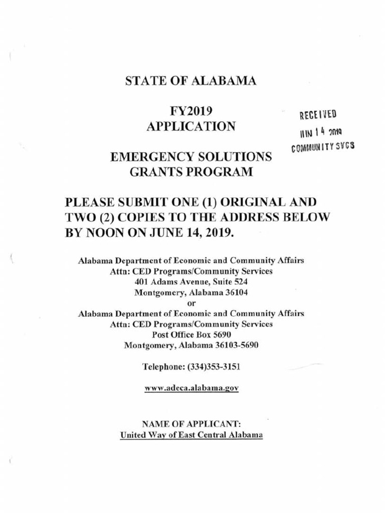 Emergency Solutions Grant Programs Application | PDF