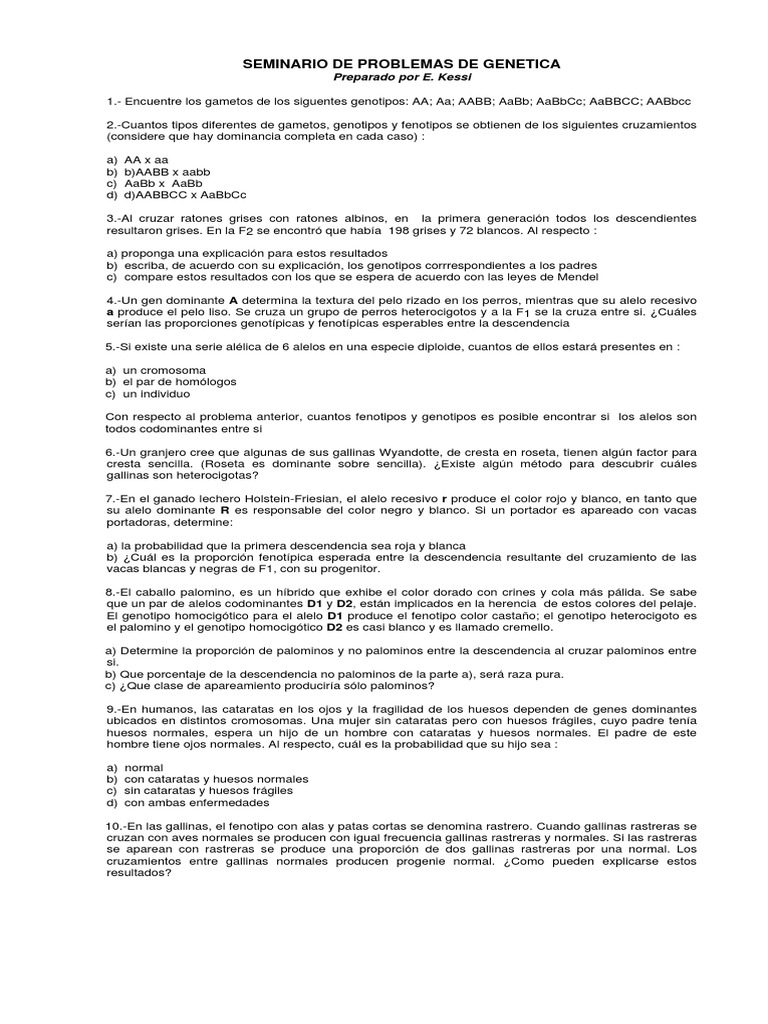 Problemas de Gen Tica PDF | PDF