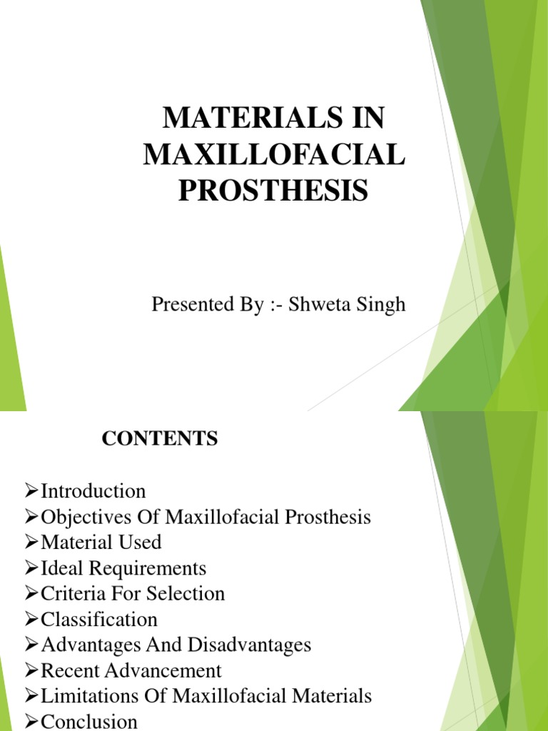 Maxillofacial Prosthesis Materials Overview | PDF | Silicone ...