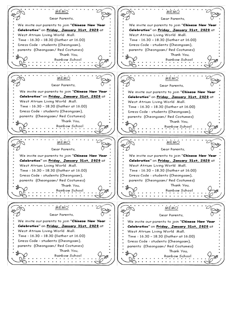 Memo Cny | PDF | Languages Of China | Traditions