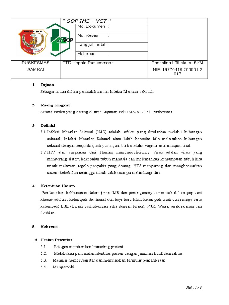 SOP IMS 01 SOP Penatalaksanaan IMS VCT | PDF