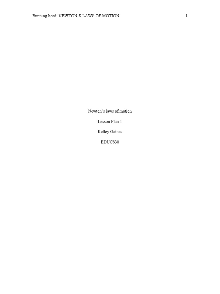 Newton S Laws of Motion Lesson Plan | PDF | Podcast | Newton's Laws Of ...