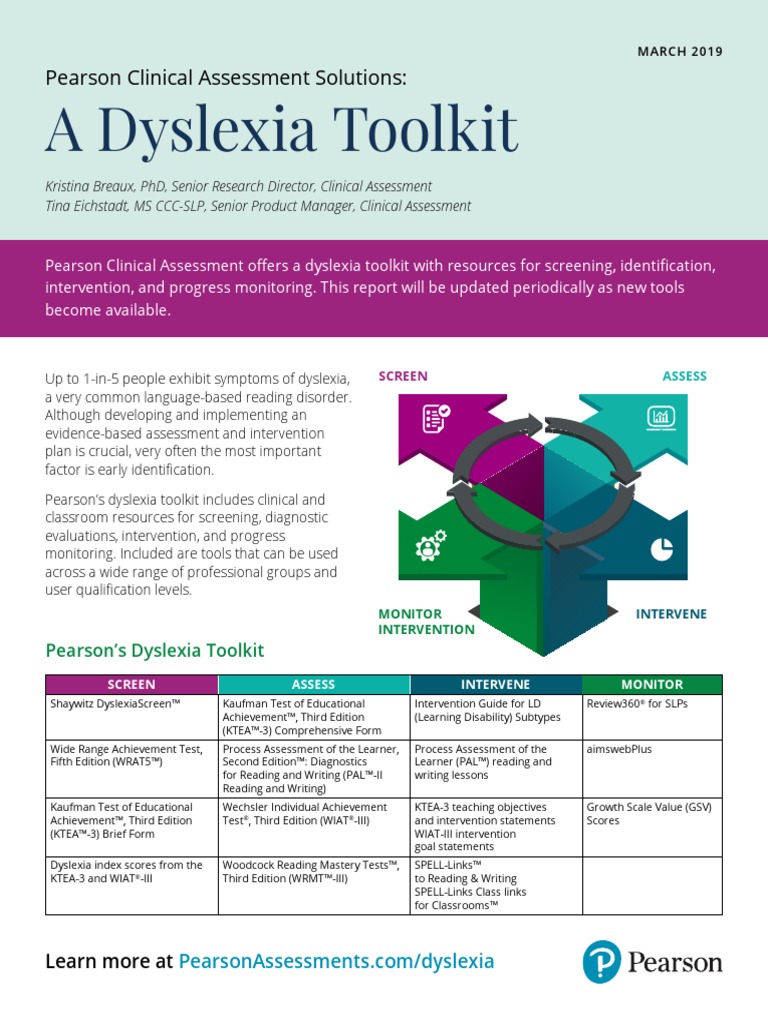 Dyslexia Toolkit White Paper | PDF | Wechsler Adult Intelligence Scale ...