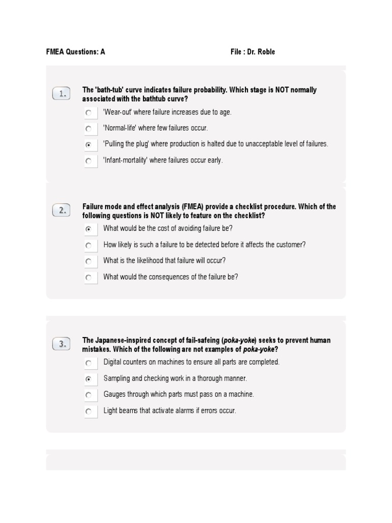 Quiz2 FMEA Questions | PDF | Reliability Engineering | Systems Science