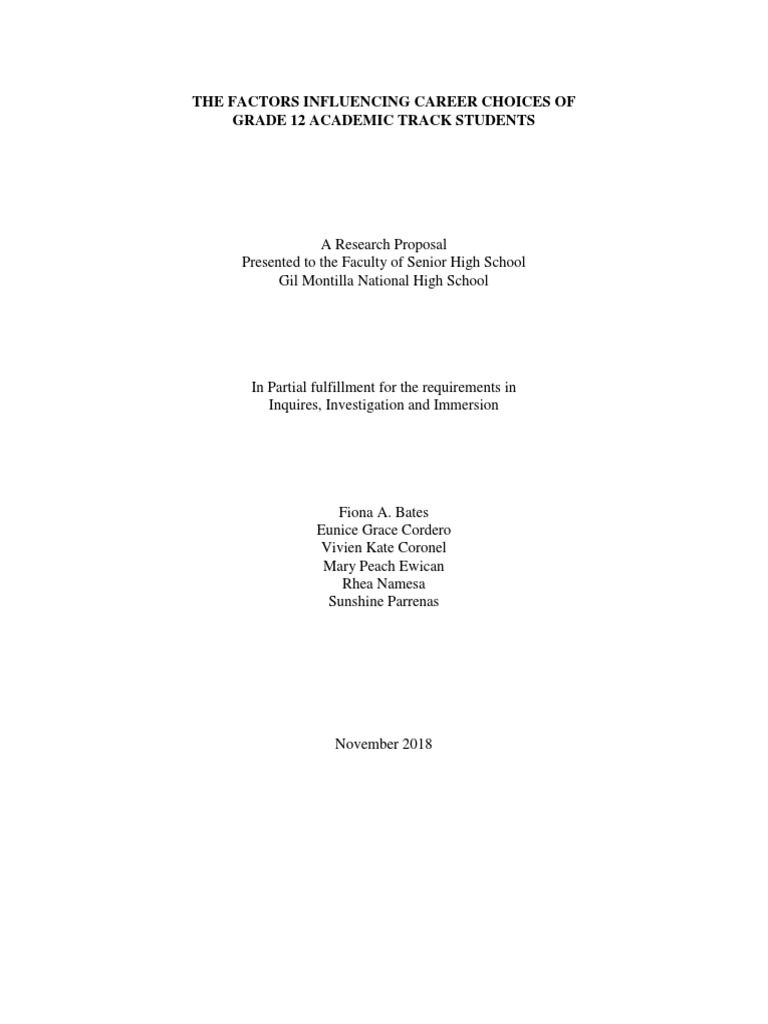 Factors Influencing Grade 12 Career Choices | PDF | Sampling ...