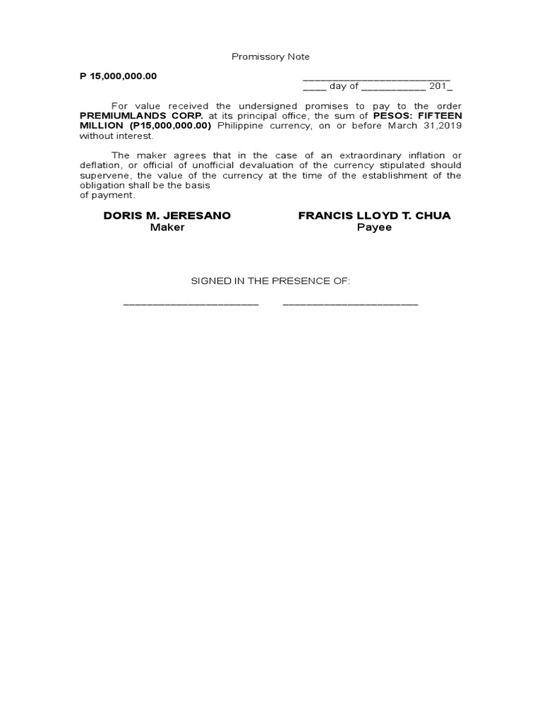 Promissory Note Sample | PDF