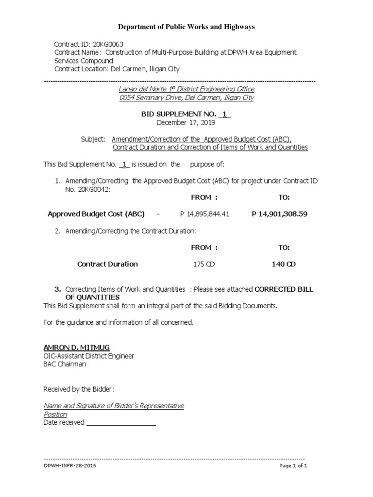 Bid Supplement No. 1-1 | PDF | Civil Engineering | Building Technology