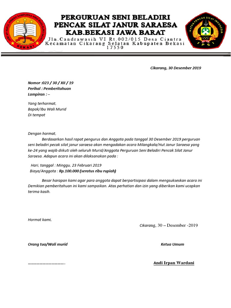 Surat Edaran Iuran | PDF