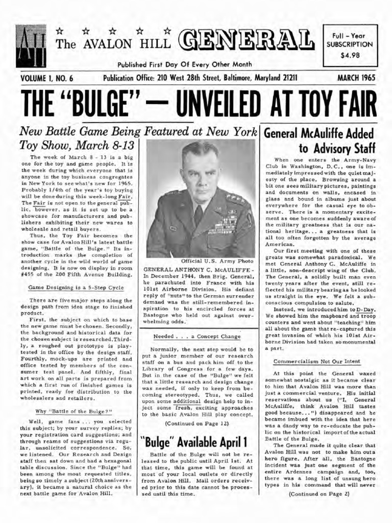 Avalon Hill General Magazine Volume 1 Number6 | PDF | Military Science ...