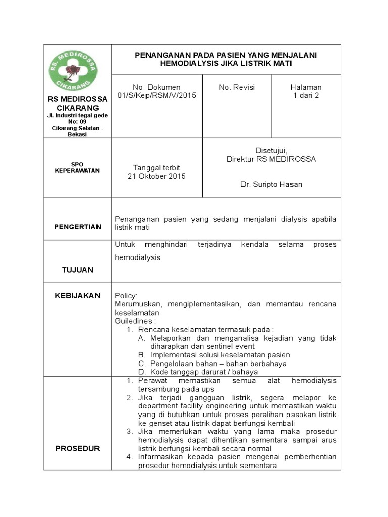 Sop Penanganan Jika Listrik Mati | PDF