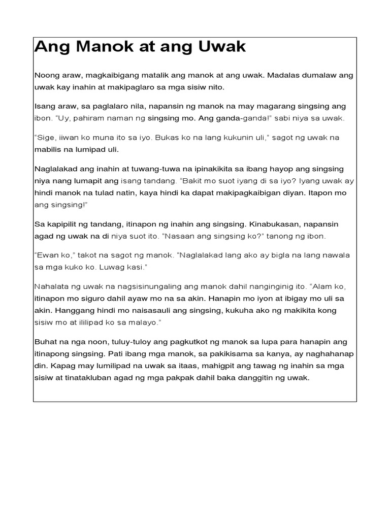 Ang Manok at Ang Uwak | PDF