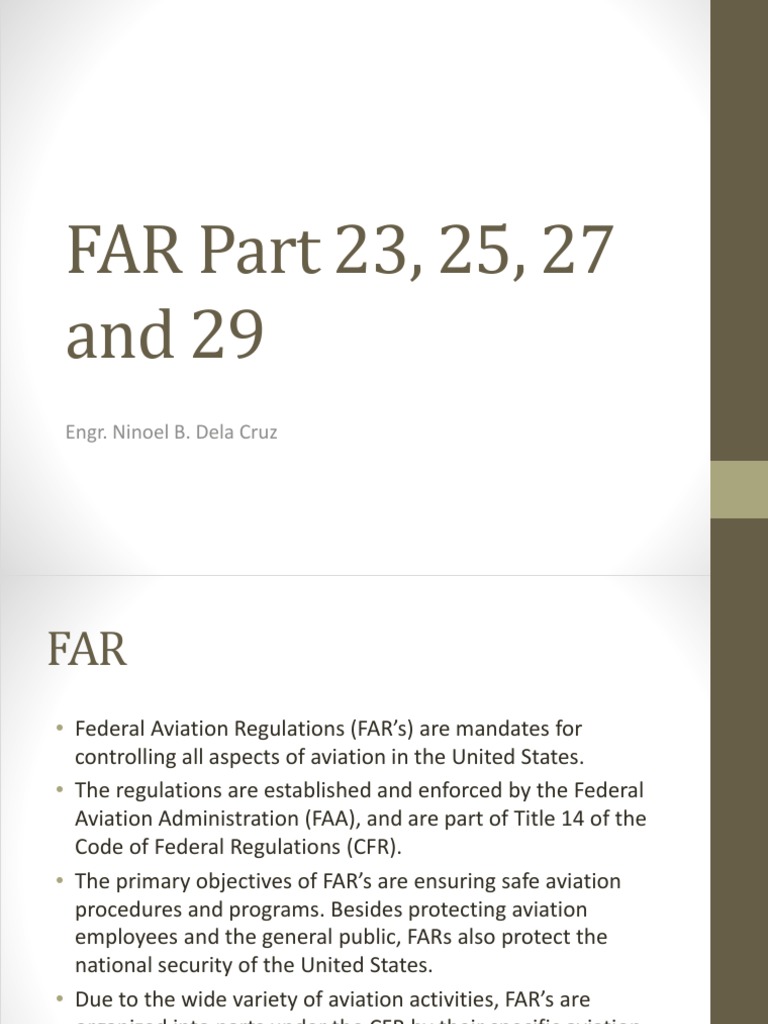 7th Lecture FAR Part 23 To 25 | PDF | Federal Aviation Administration ...