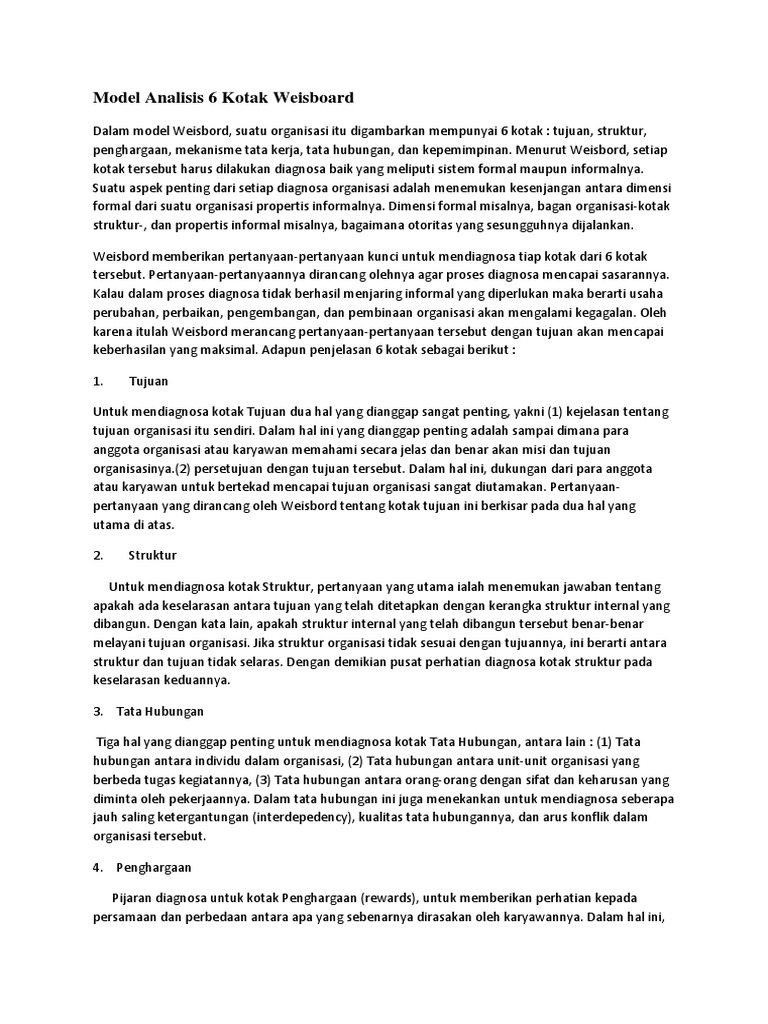 Survey Organisasi Model 6 Boxes | PDF