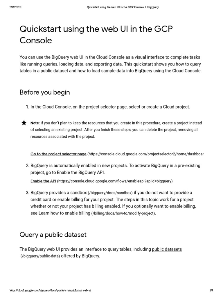 BigQuery UI | PDF | Application Programming Interface | User Interface