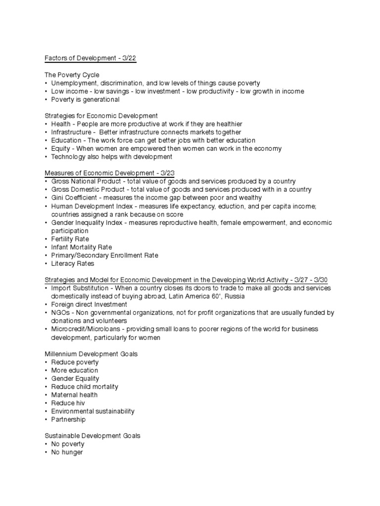 AP Human Geography Economic Development | PDF | Poverty | Poverty ...