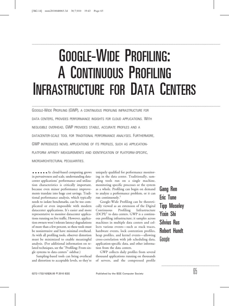 Google Wide Profiling: A Continuous Profiling Infrastructure For Data ...