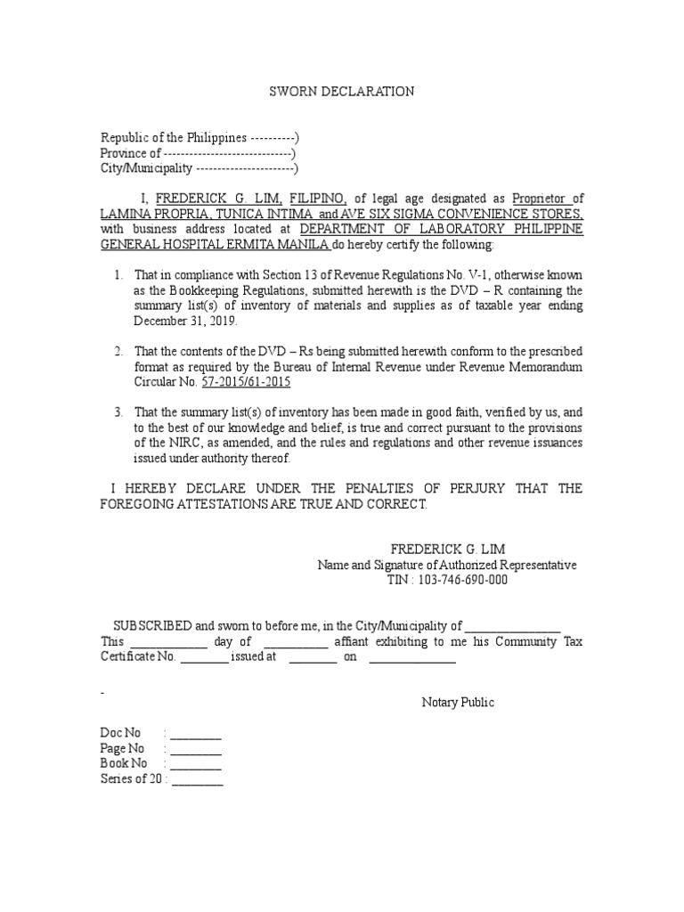 Sworn Declaration | PDF