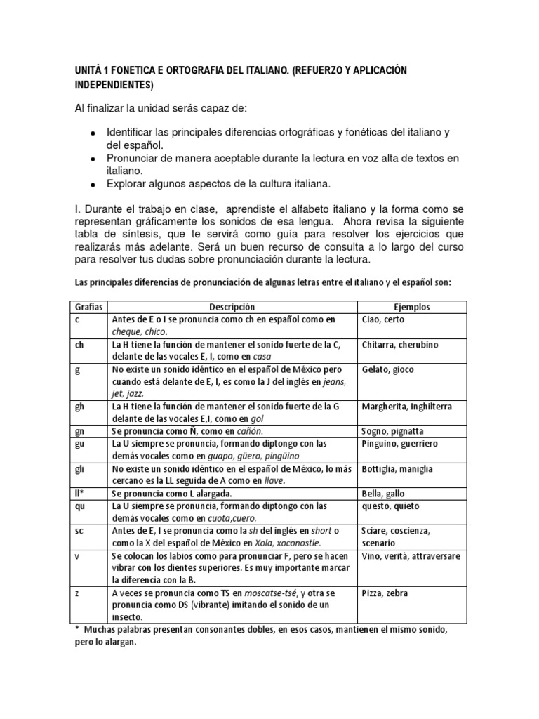 Fonética y ortografía del italiano | PDF | Ortografía | Lingüística