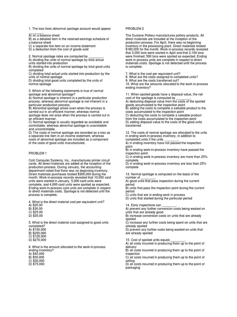 Assignment - Scrap, Spoilage and Rework | Download Free PDF | Inventory ...