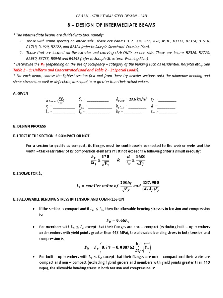 8 Design of Intermediate Beams PDF | PDF | Bending | Beam (Structure)